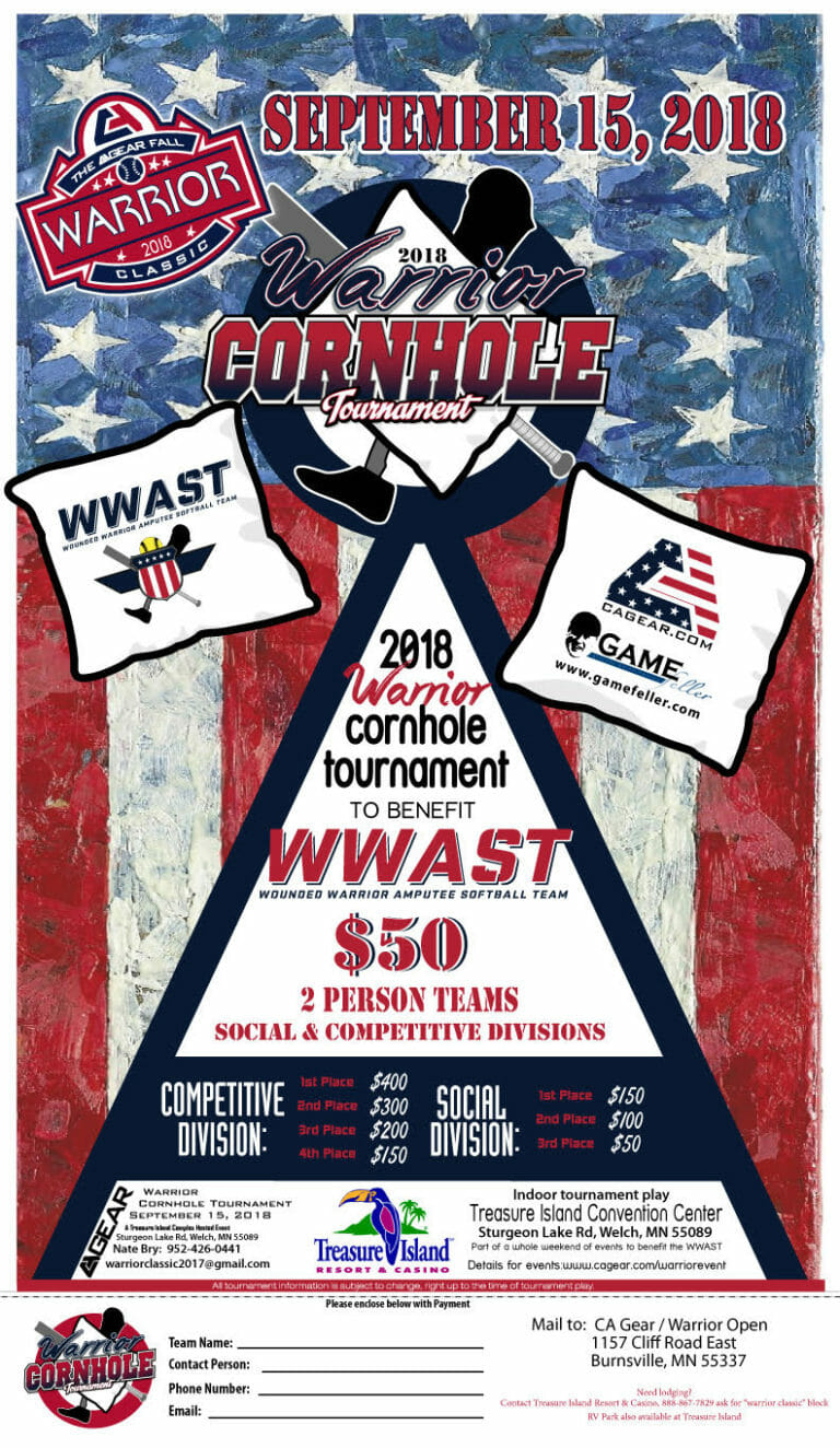 -CA Warrior Tourney - Cornhole Team Sign-up Sheet | Custom Apparel Inc.