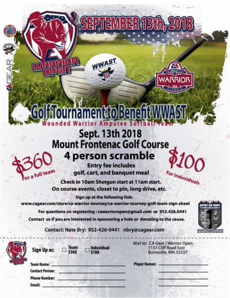 -CA Warrior Tourney - Golf Full Team Sign-up Sheet- | Custom Apparel Inc.